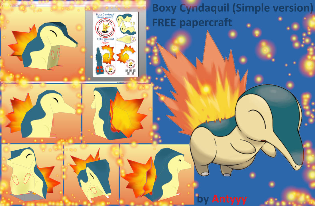 Cyndaquil (Simple version) FREE papercraft by Antyyy on DeviantArt