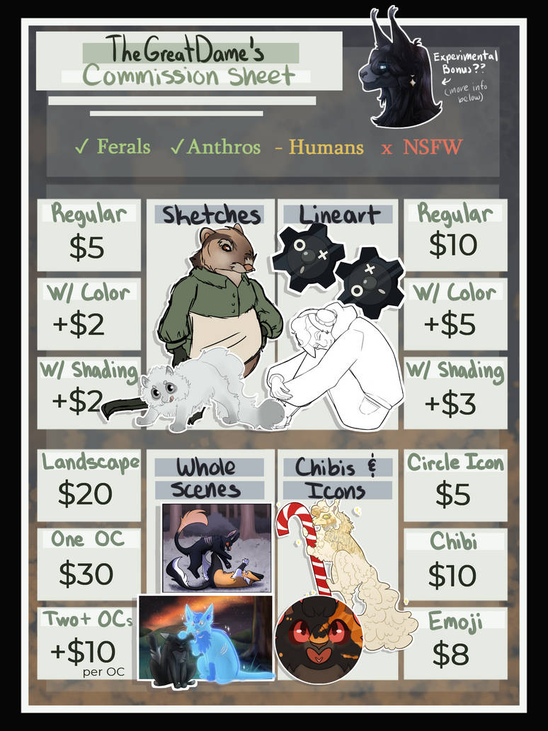 Official Commission Sheet!! by TheGreatDame on DeviantArt