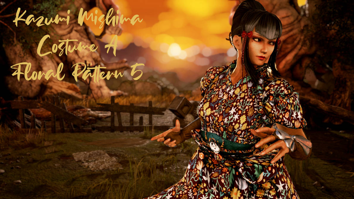 Kazumi Mishima - Costume A - Floral Pattern 5 by zurazumi on DeviantArt
