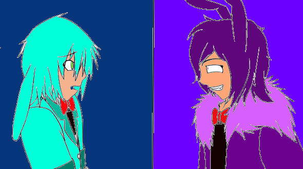 Toy Bonnie is scared of Bonnie by CreepyPastaFNAFGirl on DeviantArt
