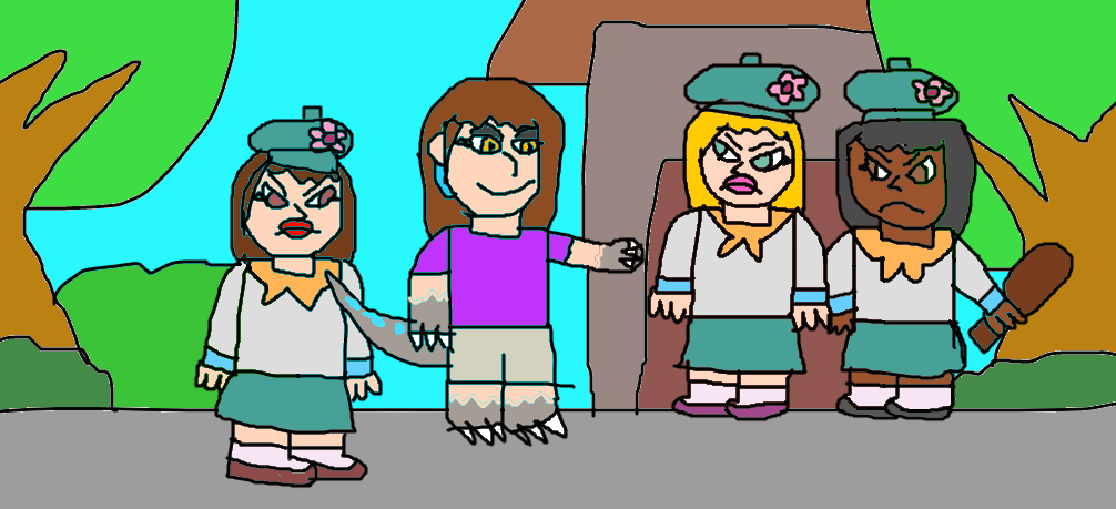 a lizard girl vs evil girl scouts (request) by videogamer312 on DeviantArt