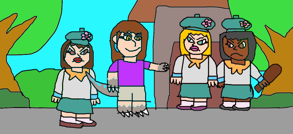 a lizard girl vs evil girl scouts (request) by videogamer312 on DeviantArt