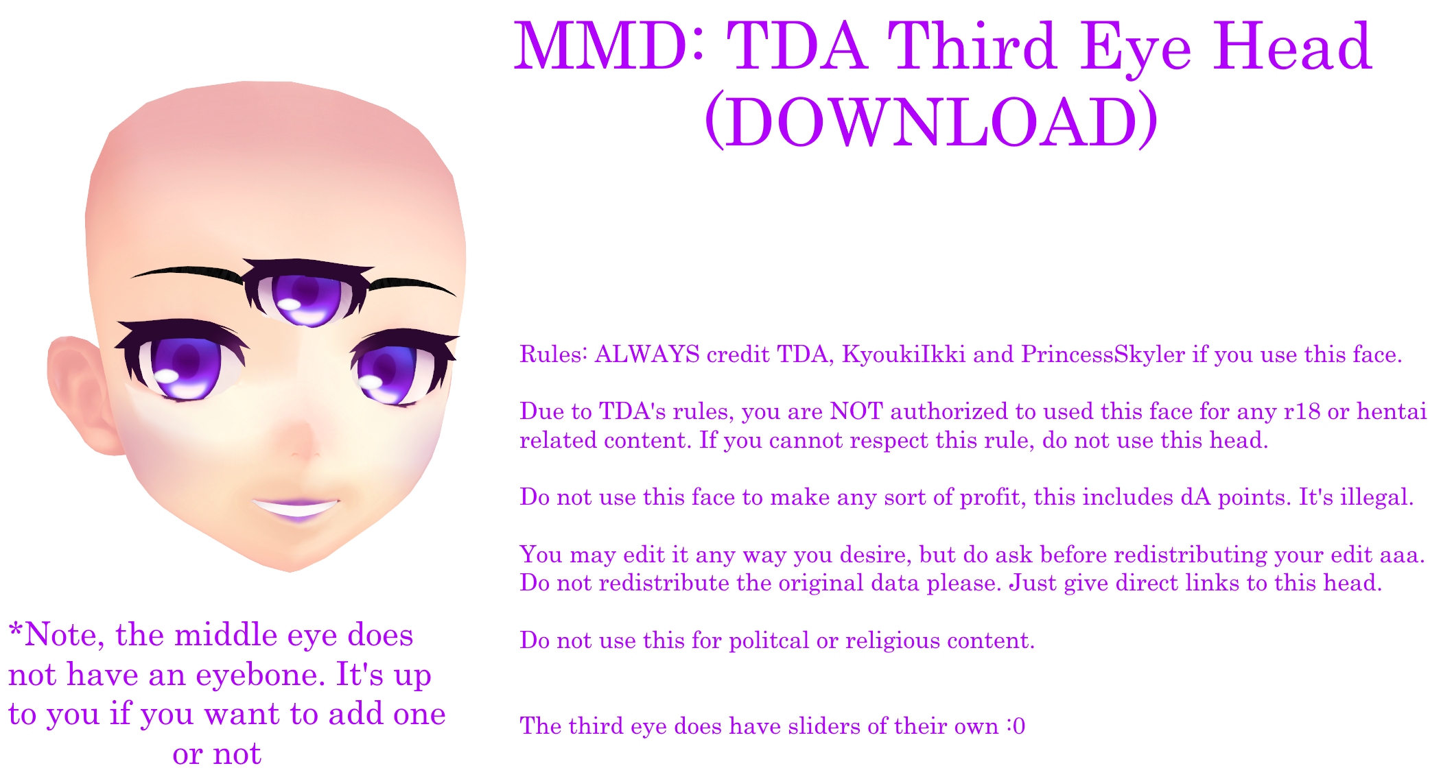 MMD: TDA Third Eye Head (Download down) by PrincessSkyler on DeviantArt