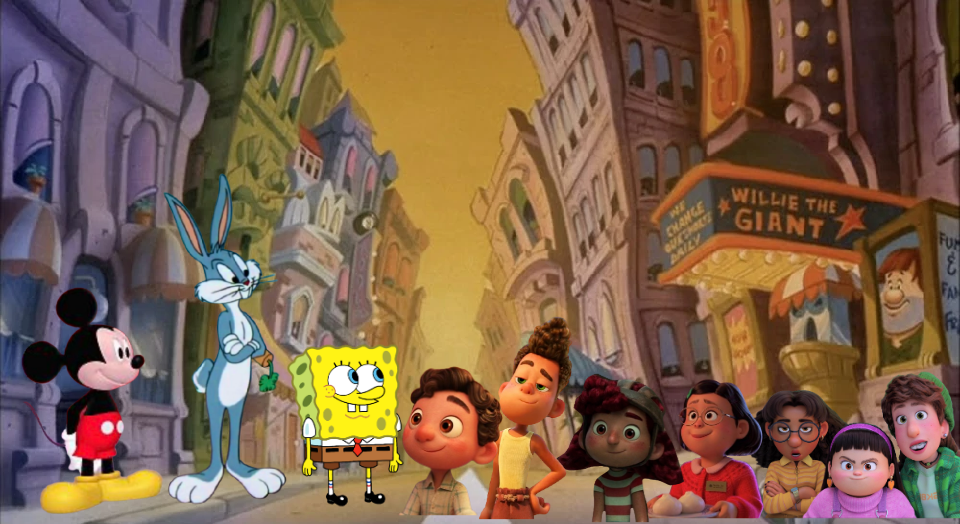 Luca and friends see the 3 cartoon mascots by relyoh1234 on DeviantArt