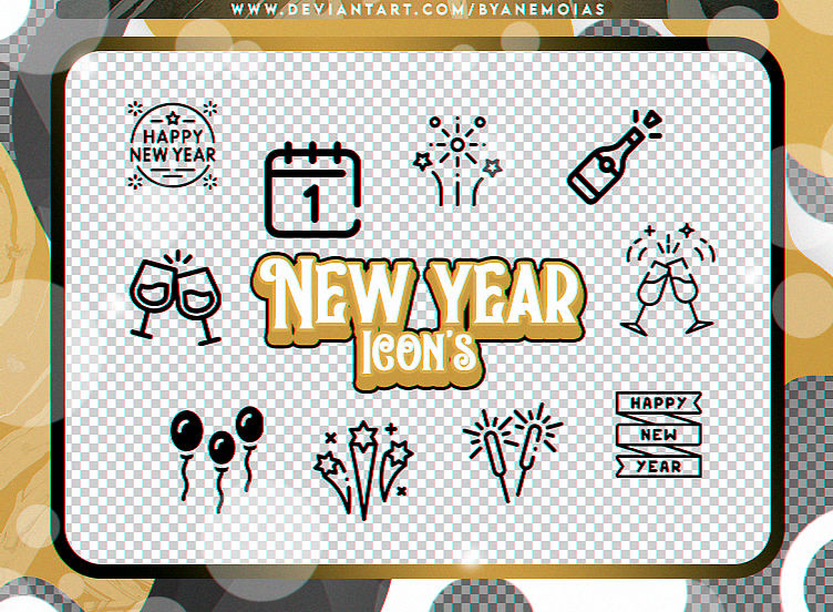 NEW YEAR ICON - PNG PACK #1 by Anemoias by byAnemoias on DeviantArt