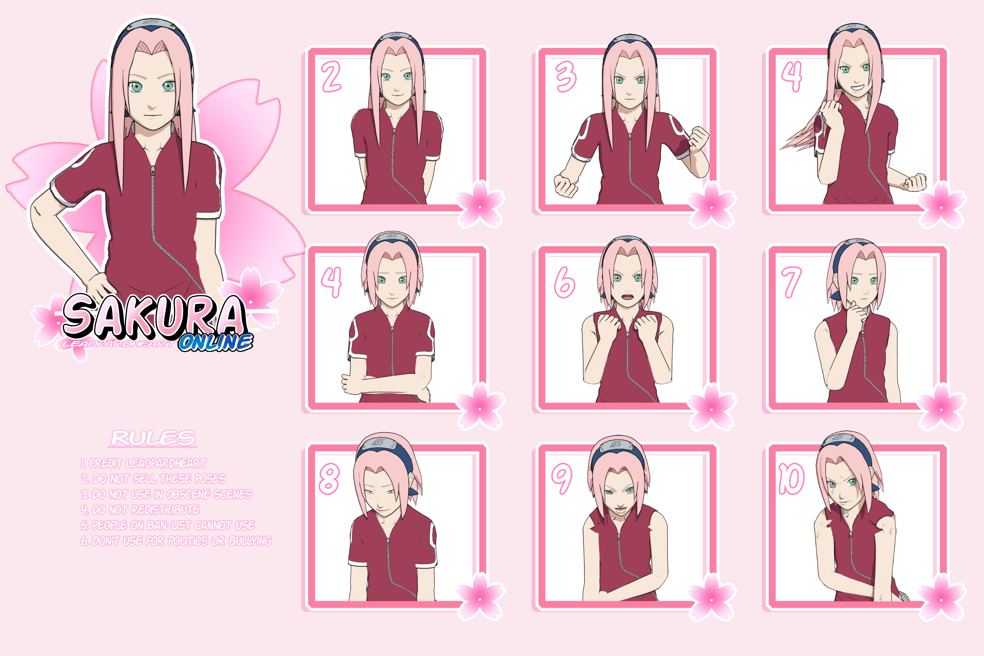 Sakura PTS Naruto Online Sprites Pose Pack DL by LeaopardHeart on ...