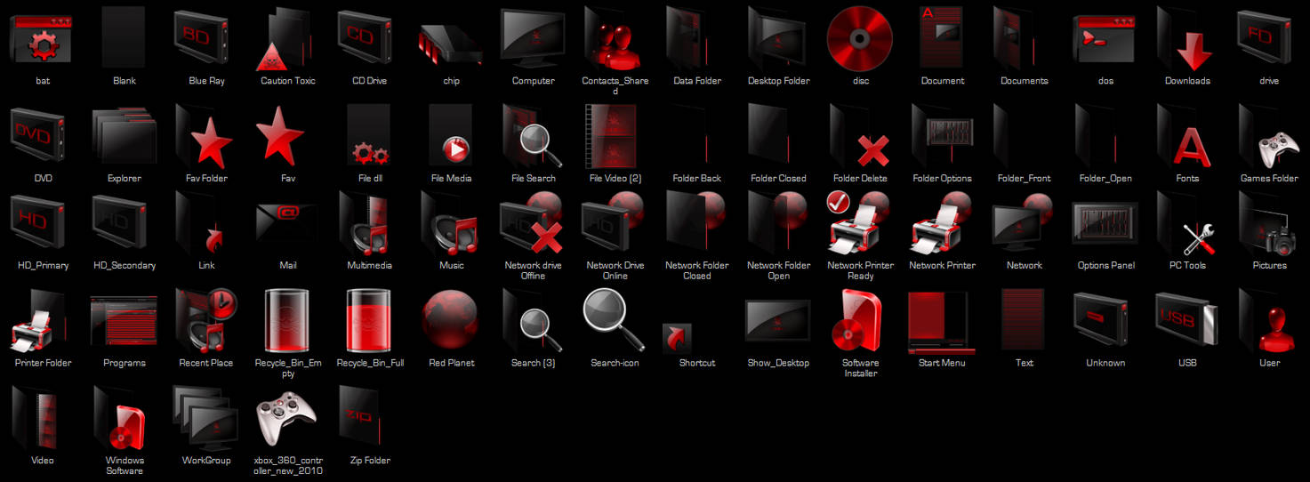 7tsp Toxic Red Icon Pack for Windows 11 by Moonnique on DeviantArt