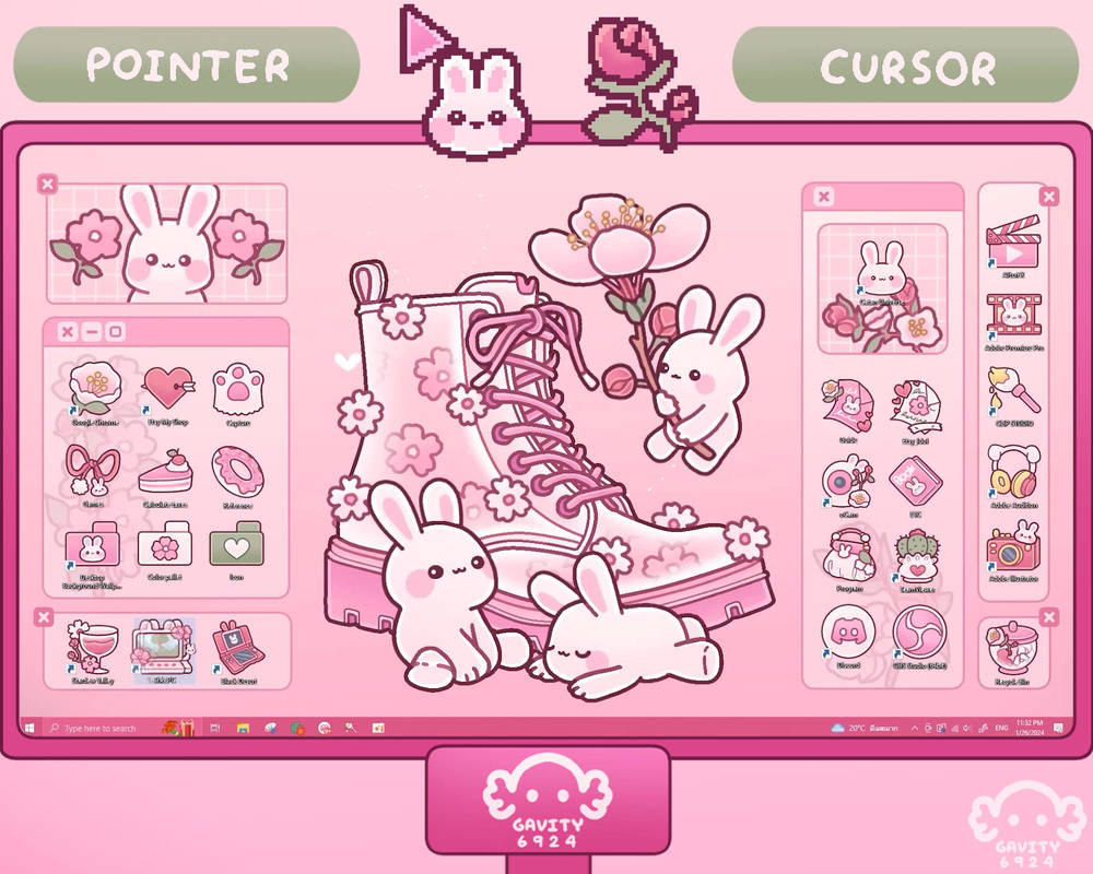 Bunny Sakura Desktop Theme by CozyGavity6924 on DeviantArt
