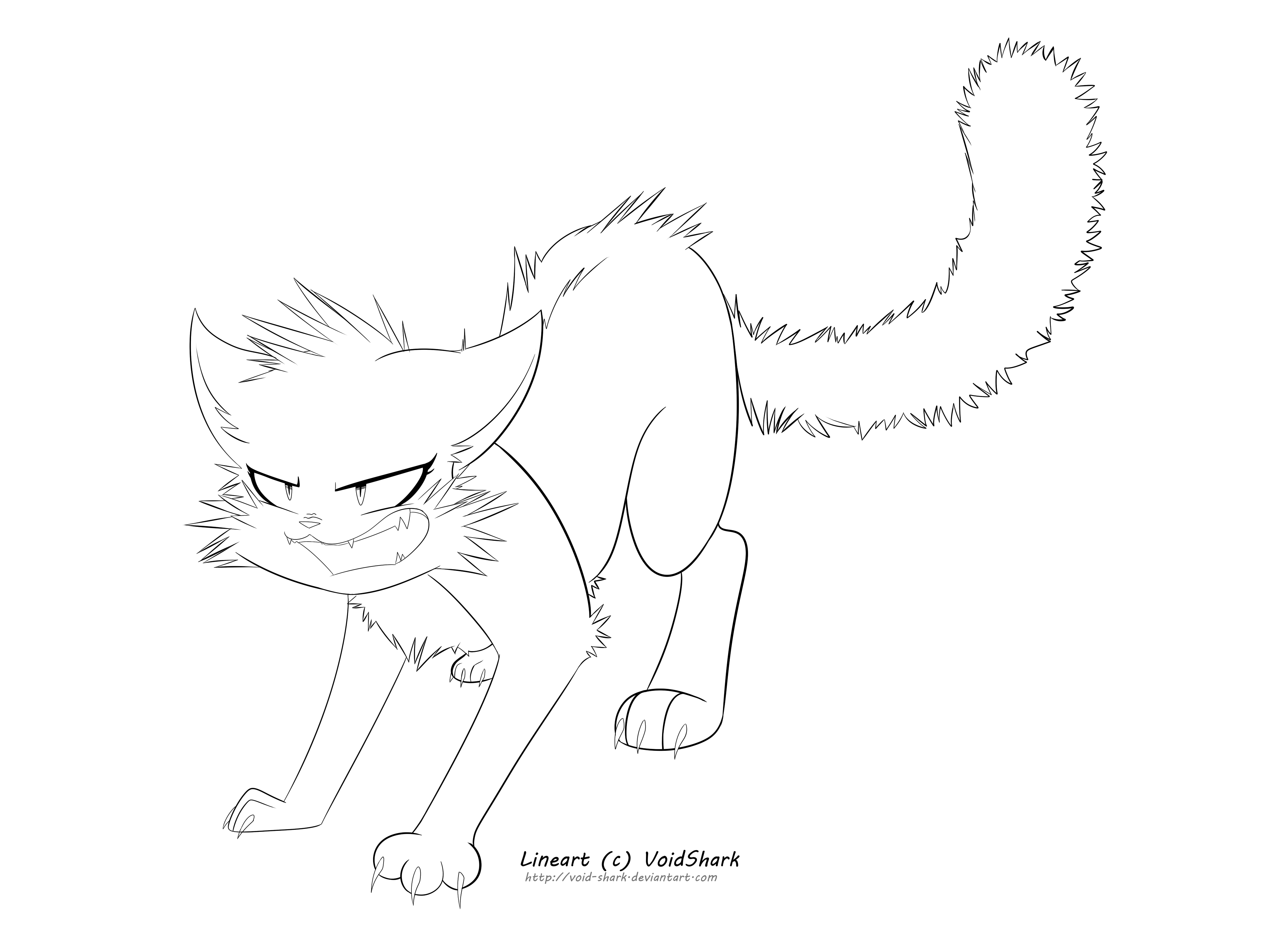 Angry Warrior Cats Lineart