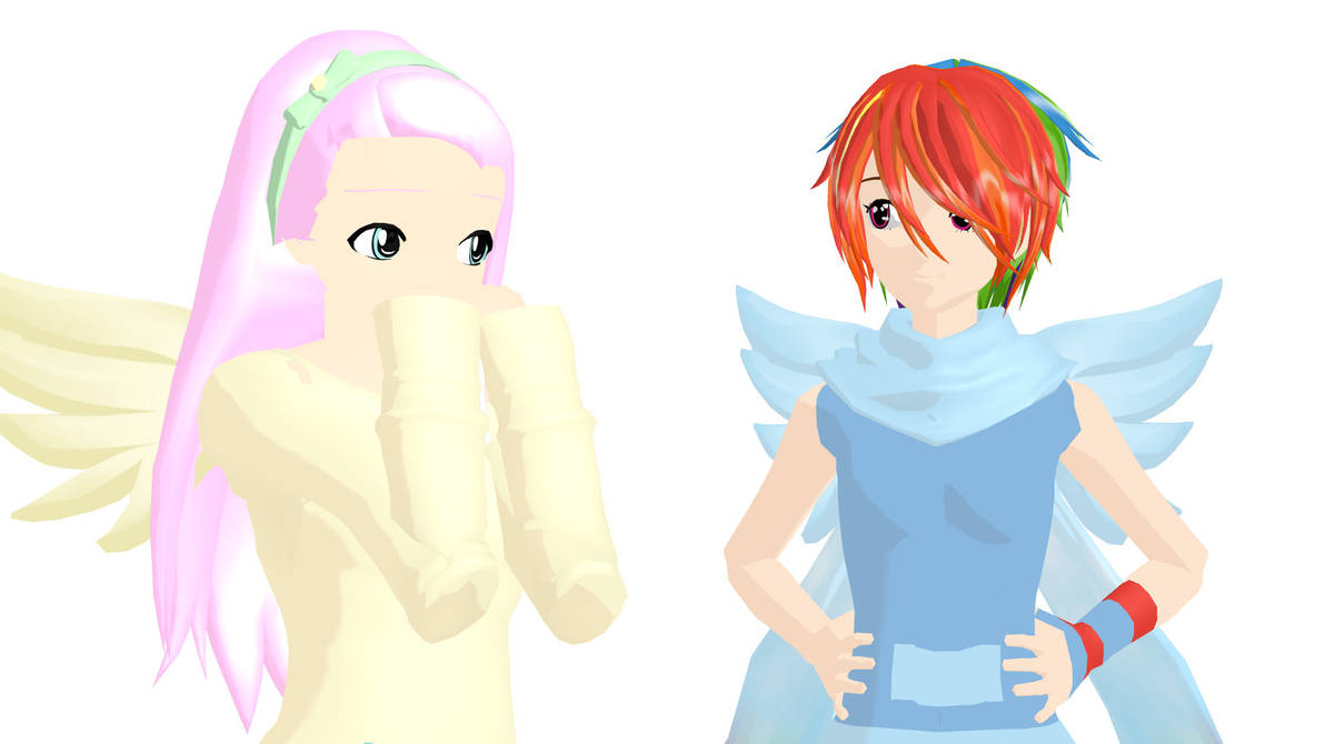 MMD - Fluttershy and Rainbow Dash by Ayumichigolove on DeviantArt