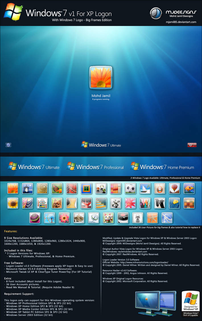 Win7 v1 for XP Logon: Win7-B by mjamil85 on DeviantArt