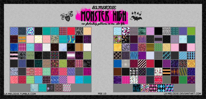 150 Monster high Photoshop Patterns by La-melodie on DeviantArt