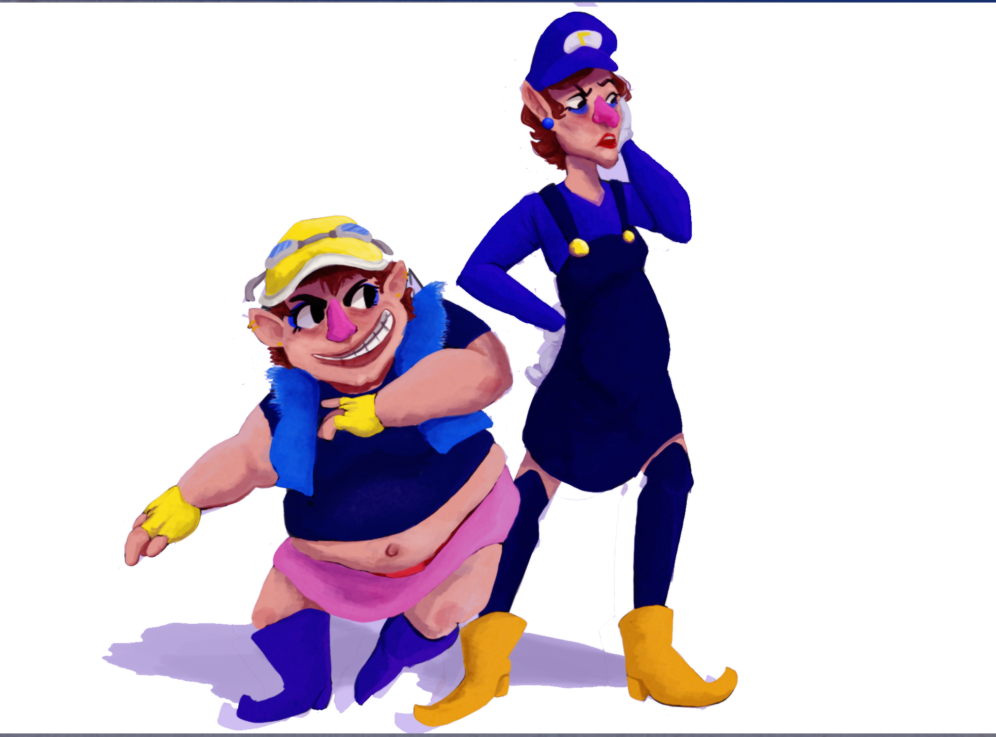 Fem!Wario And Fem!Waluigi by Wankadoodles on DeviantArt