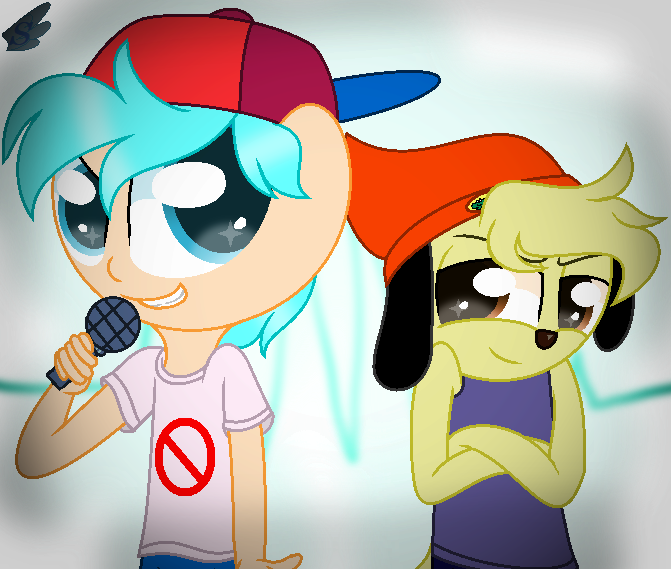 Boyfriend and Parappa by SilverTheNekoAgent on DeviantArt