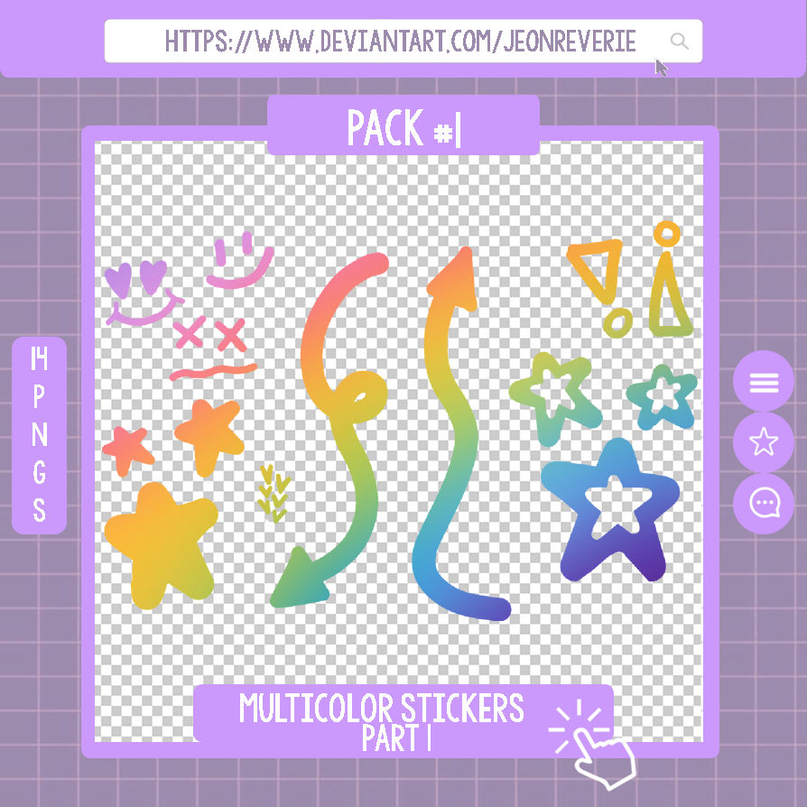 Pack #1 Multicolor stickers part 1 by jeonreverie on DeviantArt