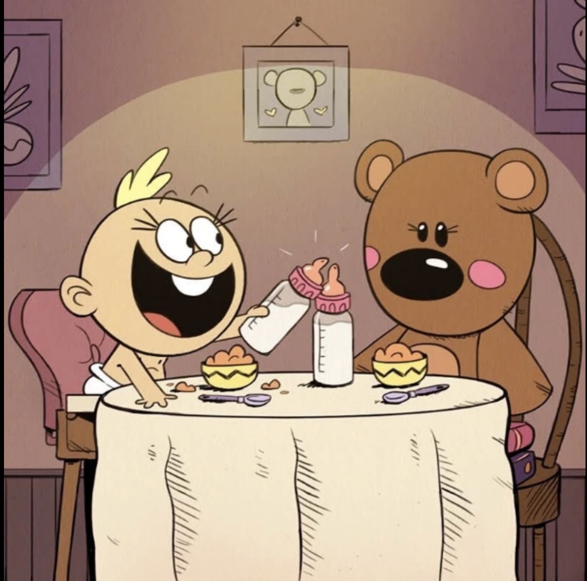 Lily having a dinner date with her teddy bear by CurranJustice on DeviantArt