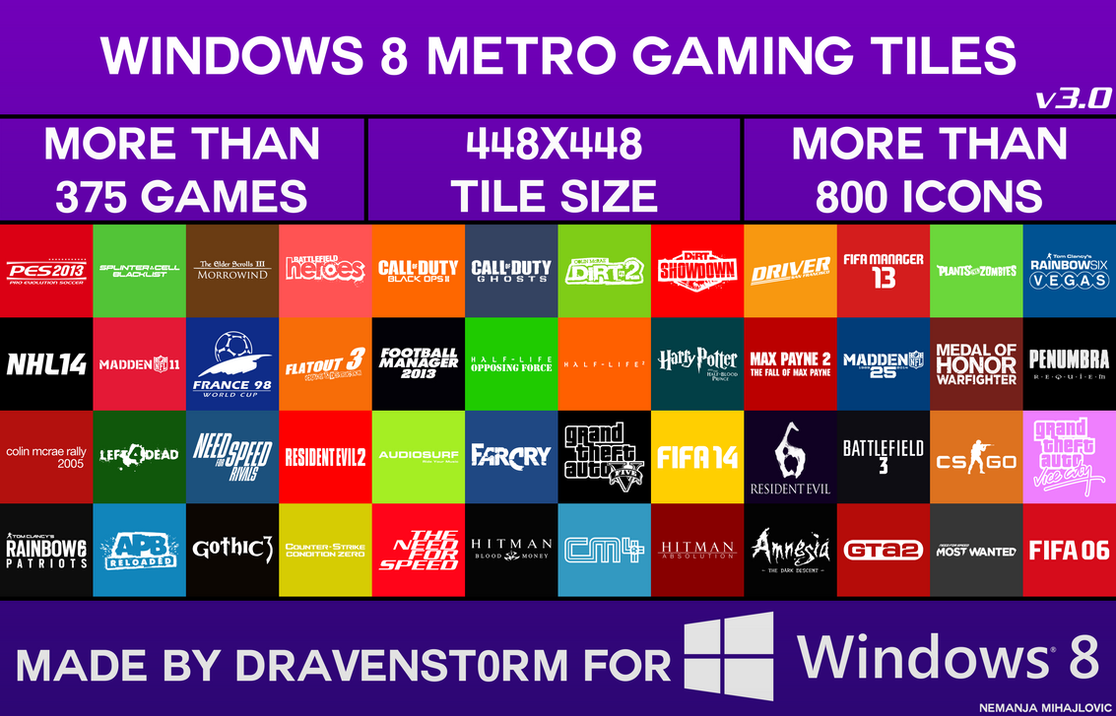 Windows 8 Metro Gaming Tiles by dravenst0rm v3.0 by dravenSt0rM on ...