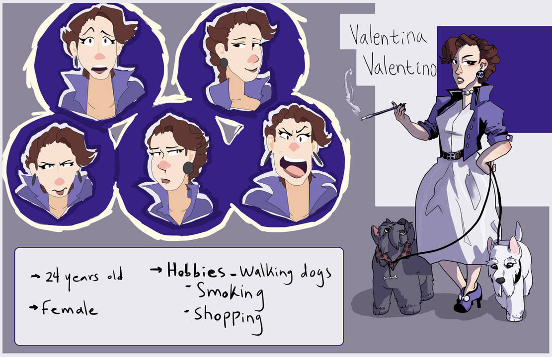 Valentina Valentino character sheet by FlyingEevee on DeviantArt