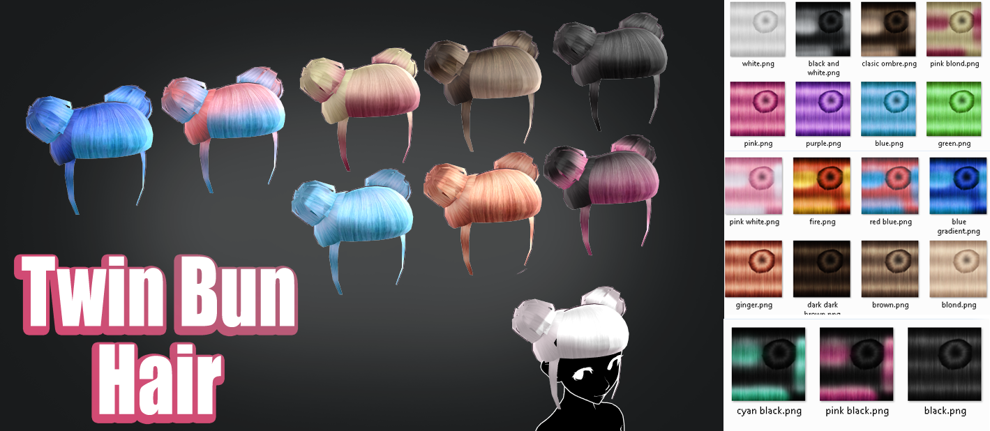 Twin buns for mmd download by VanillaBear3600 on DeviantArt