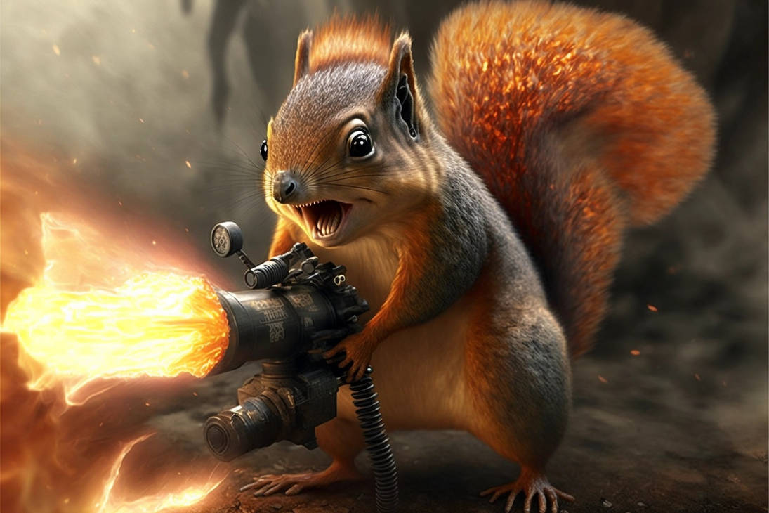 AI Art - Squirrel with Flamethrower by Koalafish on DeviantArt