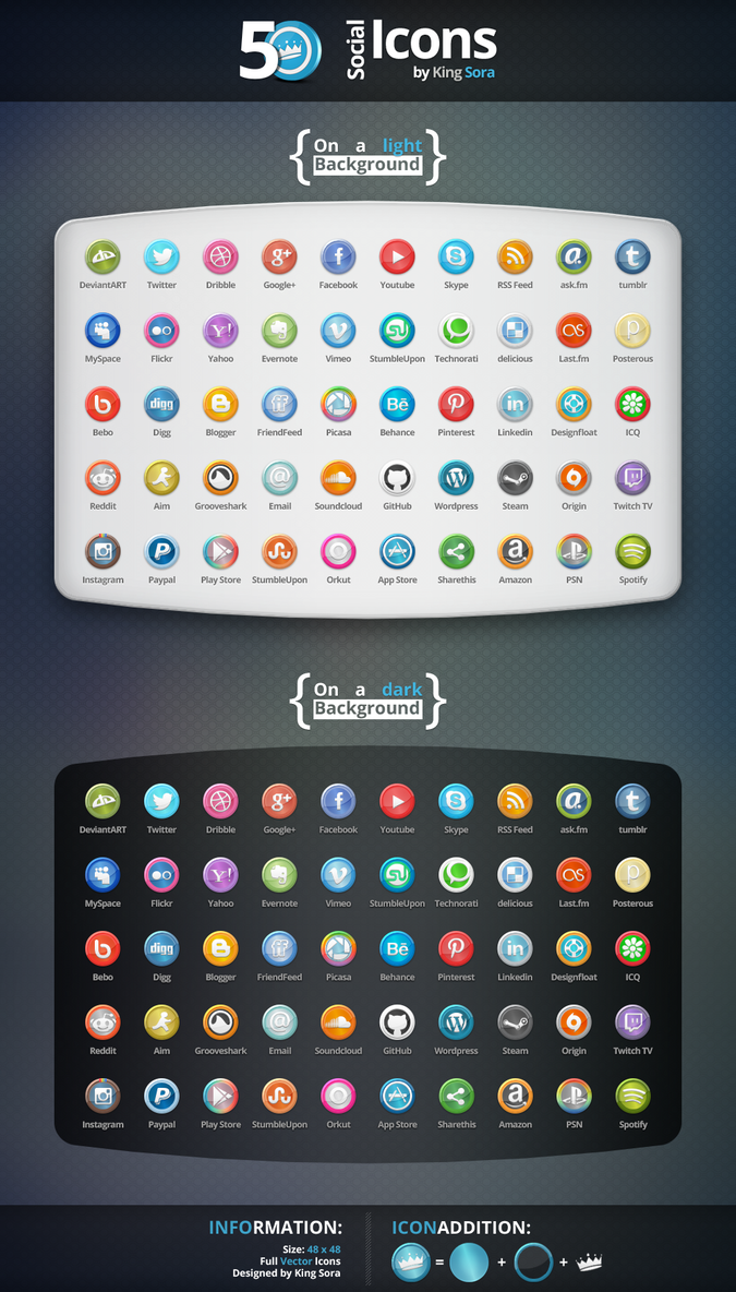 50 Social Icons by King Sora - Vector Icons by King--Sora on DeviantArt