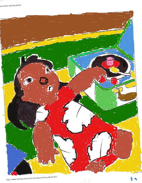 Lilo listening to music re colored by Stitchthebest36 on DeviantArt