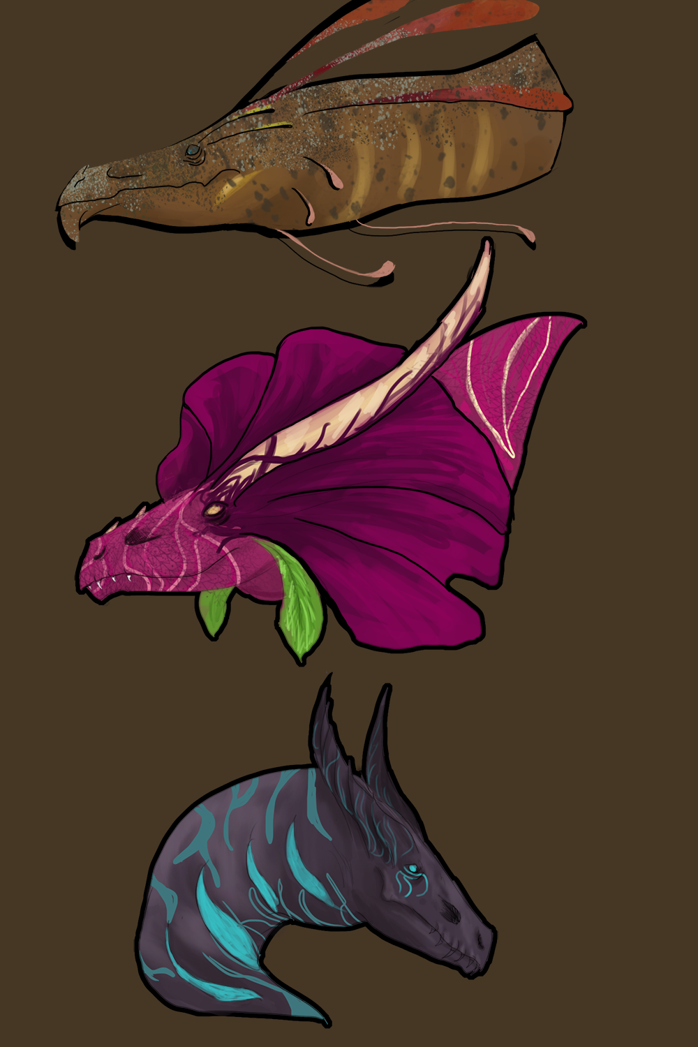 Dragon headshots by Wild-Fowl on DeviantArt