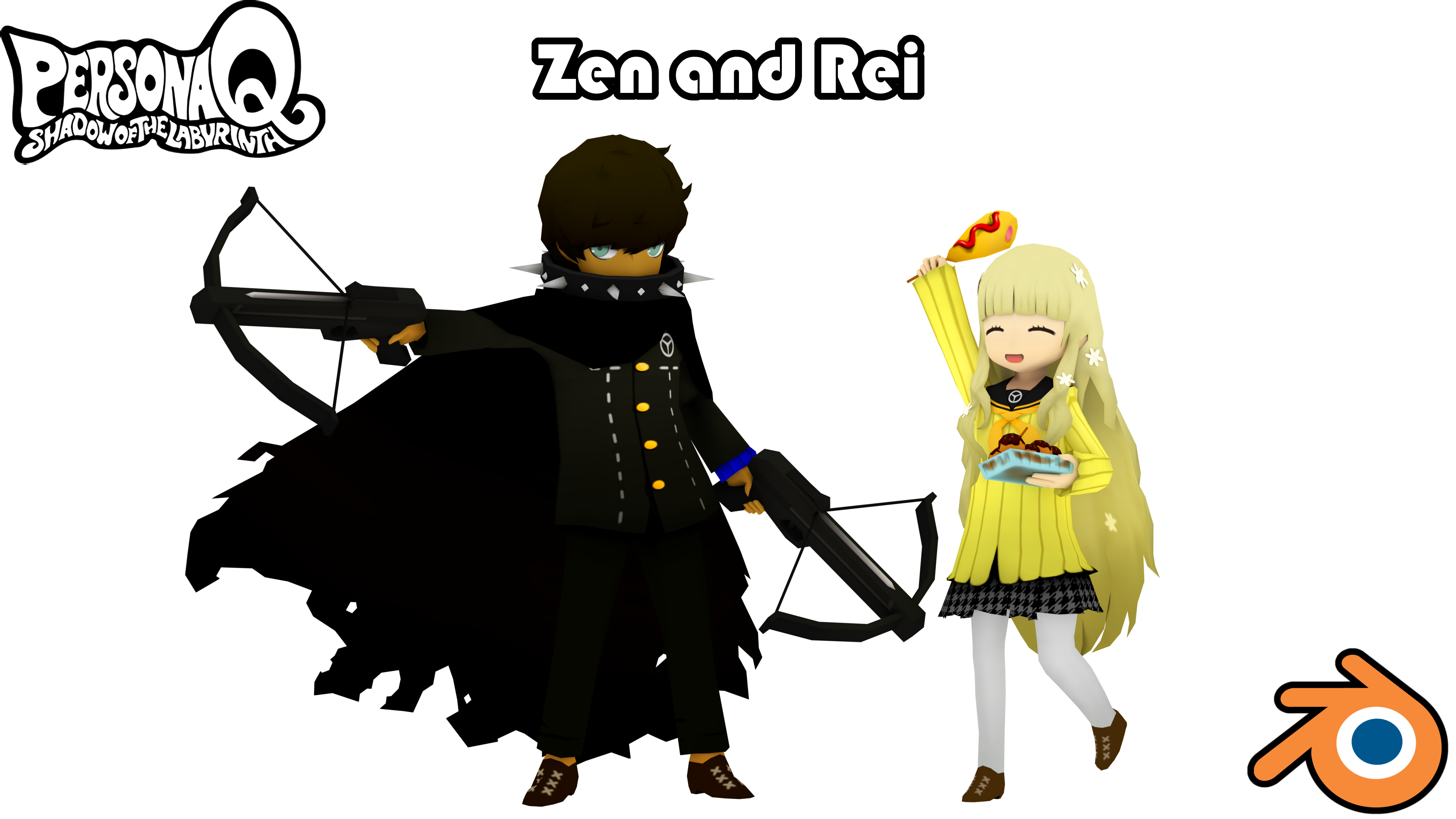 [Blender Release] Persona Q - Zen and Rei by MythicSpeed on DeviantArt