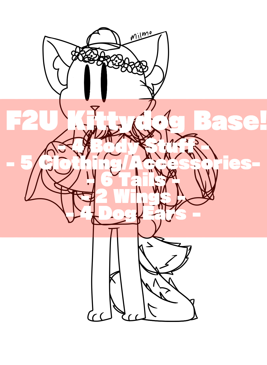F2U Kittydog Base! (Multiple Options) by MilMakesAdoptsBases on DeviantArt