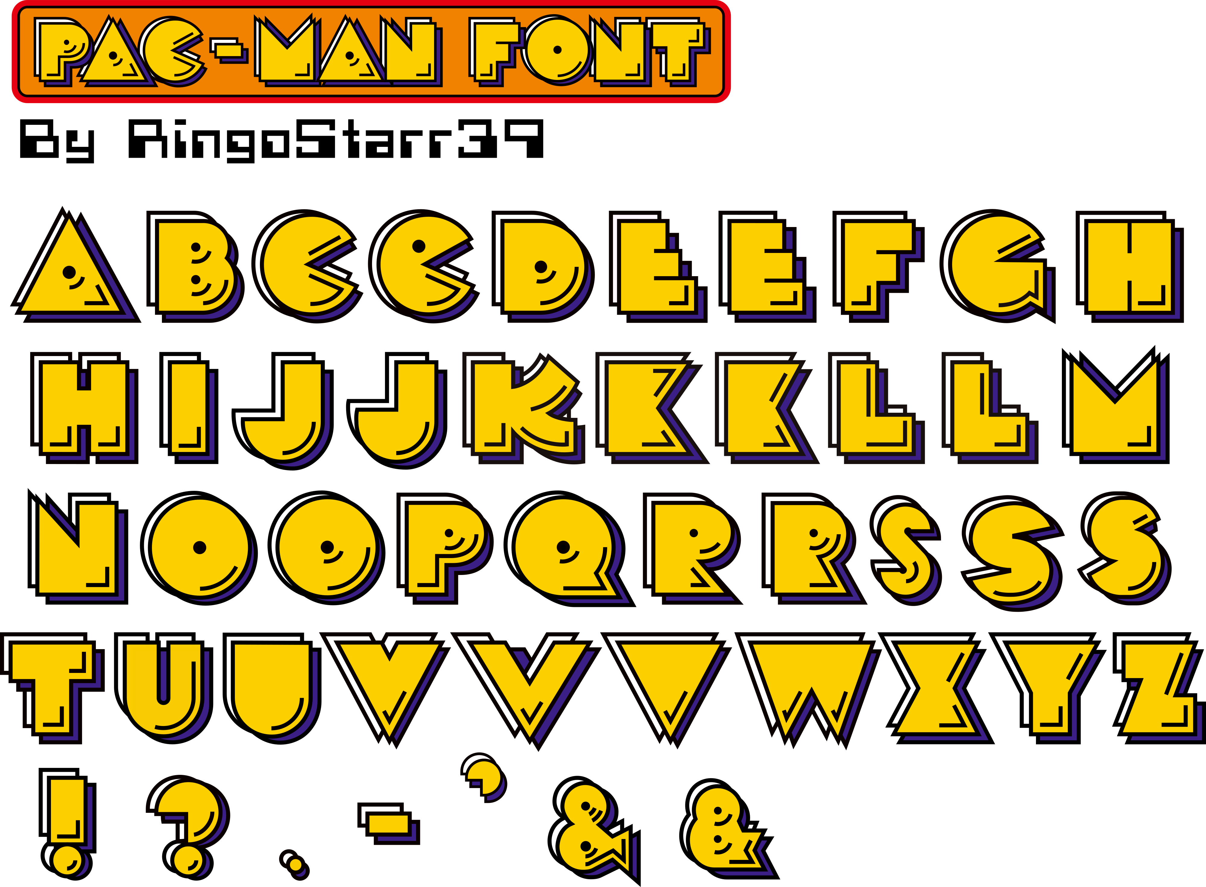 Pac-Man vector font by RingoStarr39 on DeviantArt