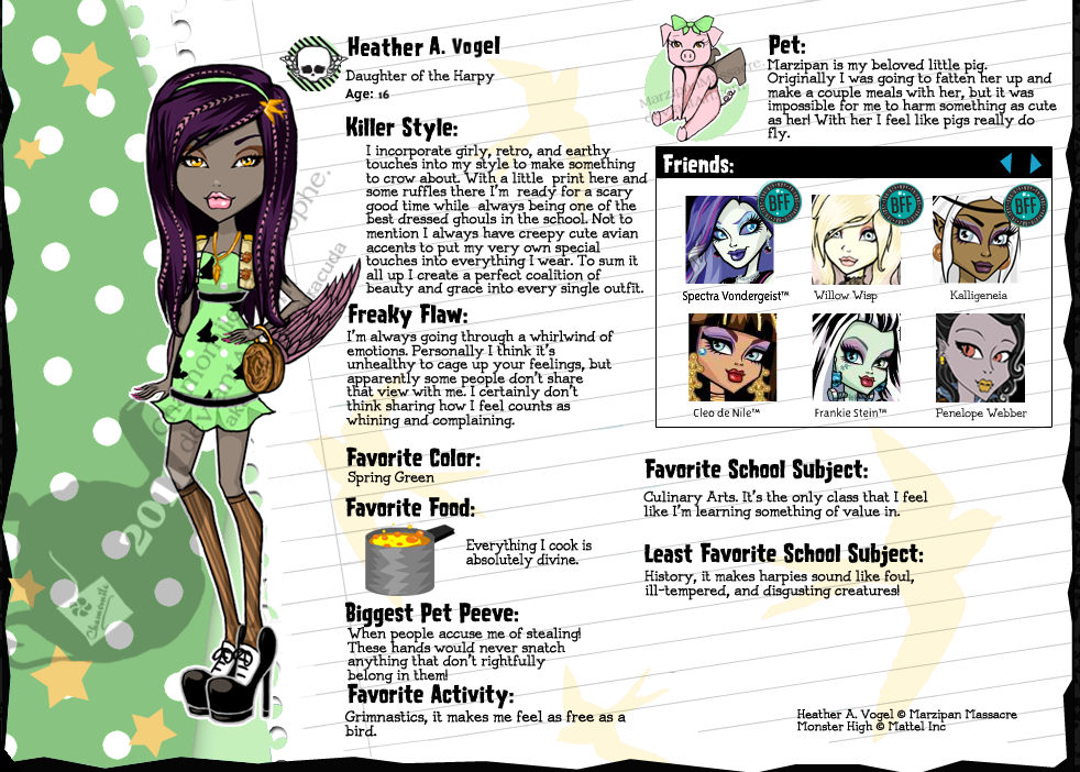 Monster High OC: Heather A. Vogel by MarzipanMassacre on DeviantArt