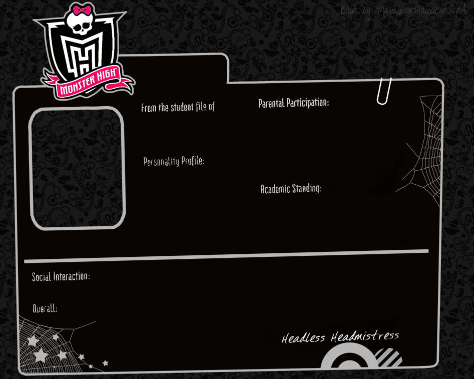 MH: Student File Template by MarzipanMassacre on DeviantArt