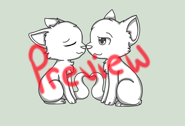 Cute Cat Couple Lineart~ by oOKittKattOo on DeviantArt