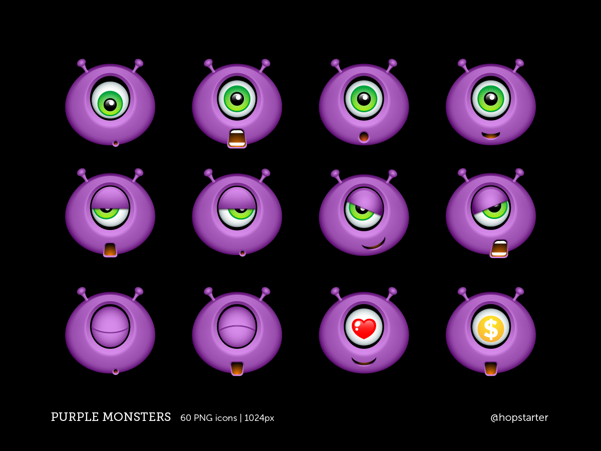 Purple Monsters by hopstarter on DeviantArt