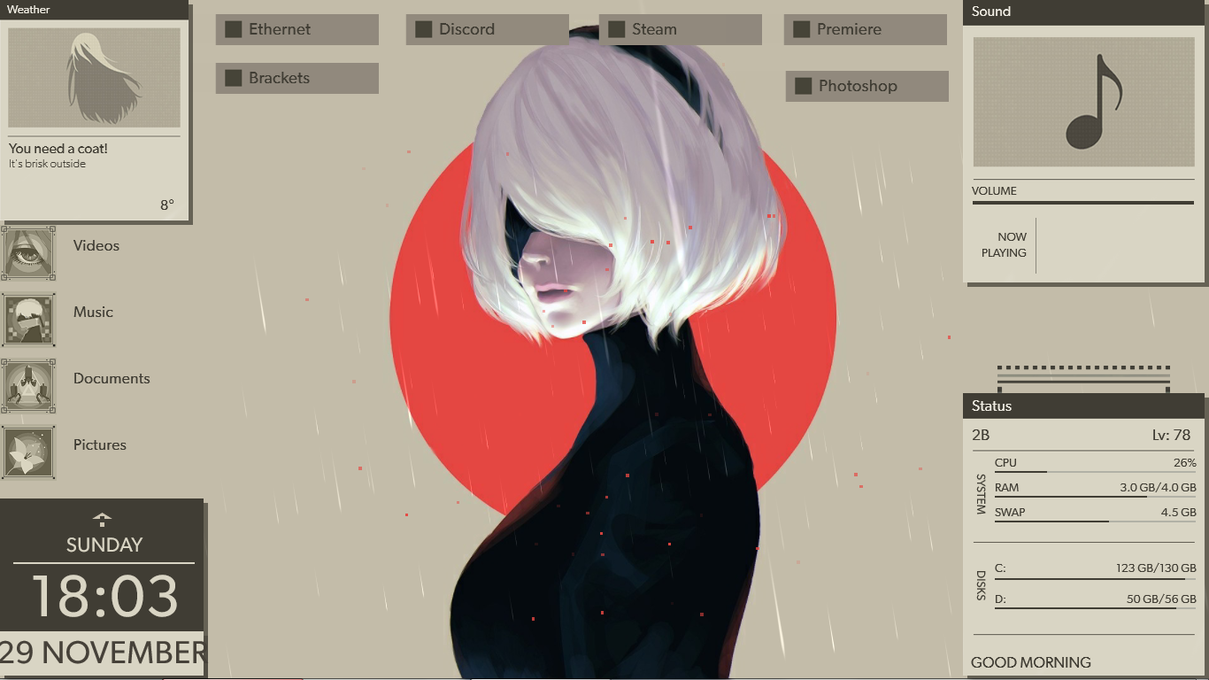 Nier Automata | Rainmeter skin by strellray on DeviantArt