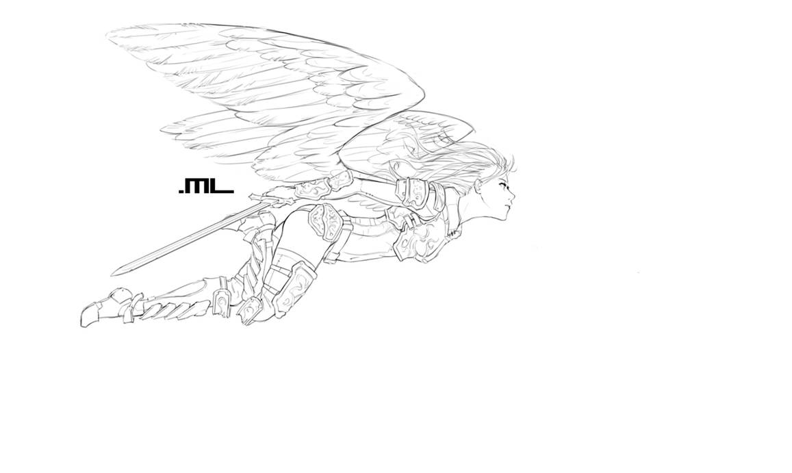Angel in Flight - Lineart by MLeth on DeviantArt