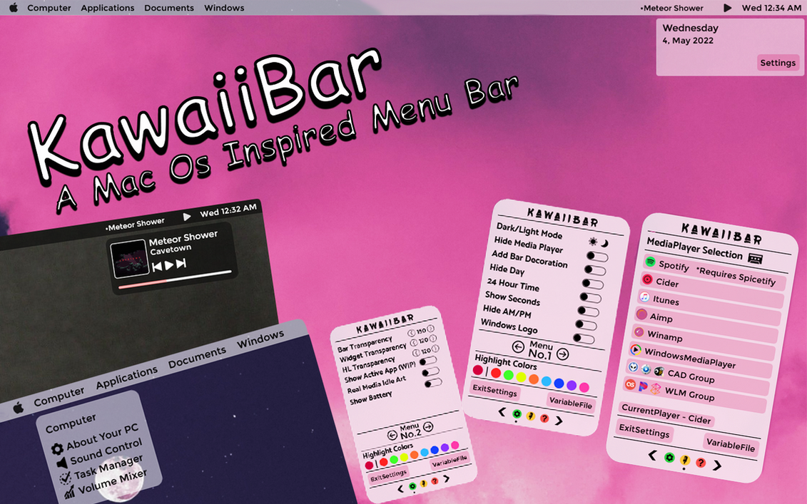 KawaiiBar - A Mac Inspired Menu Bar by KawaiiTeamDev on DeviantArt