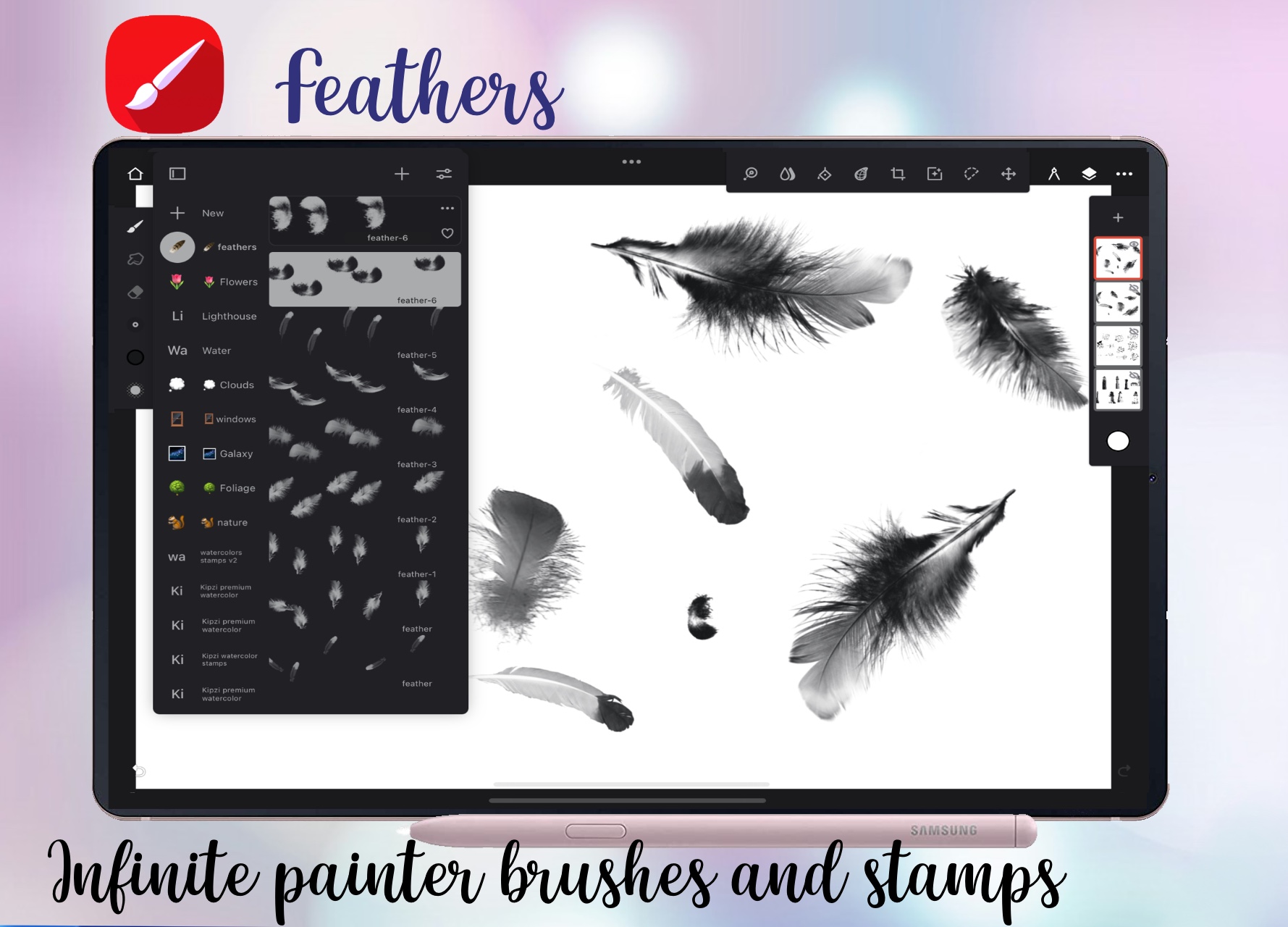 Feathers brushes for infinite painter by kipziart on DeviantArt