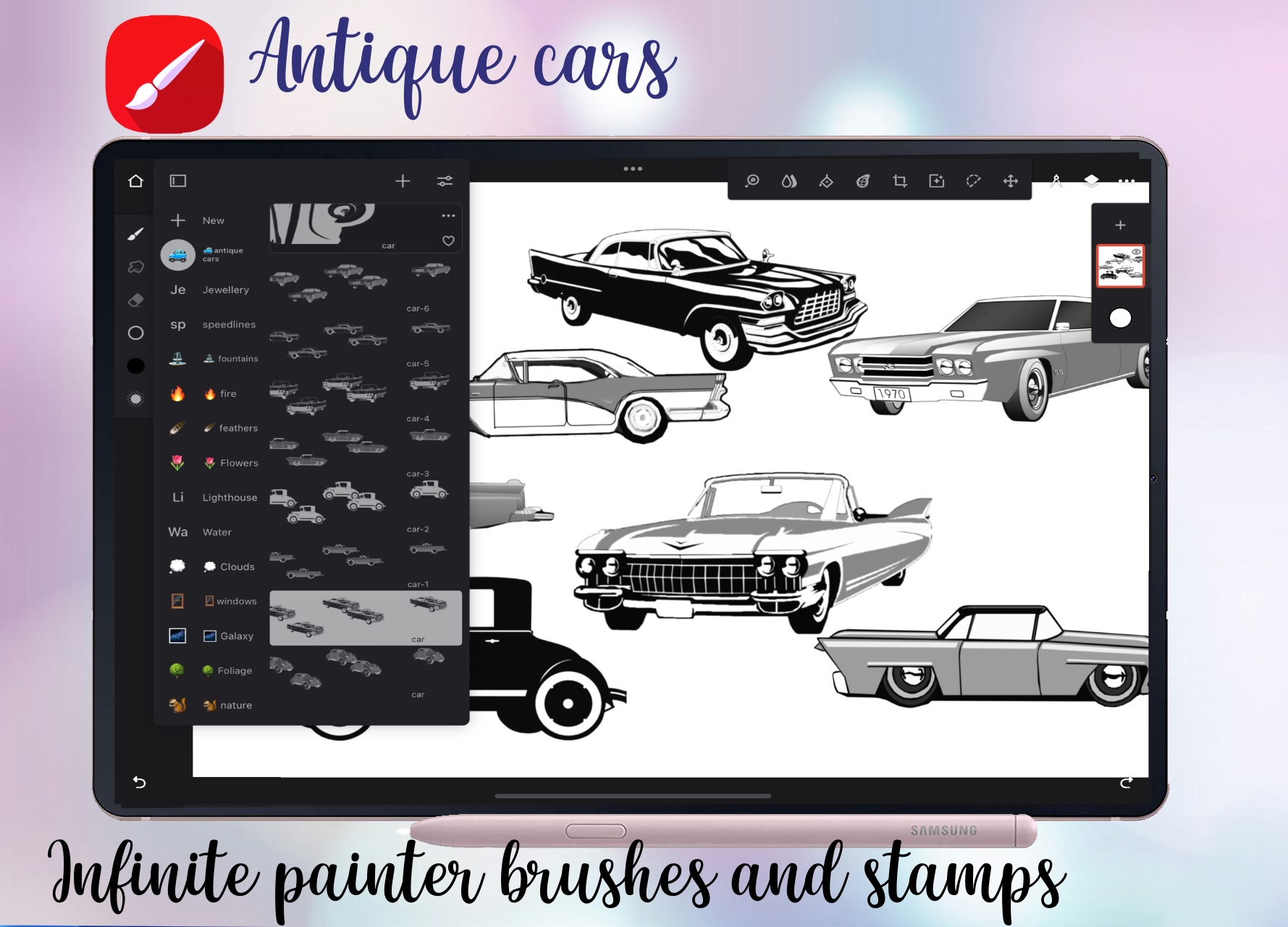 Antique cars stamps for infinite Painter by kipziart on DeviantArt