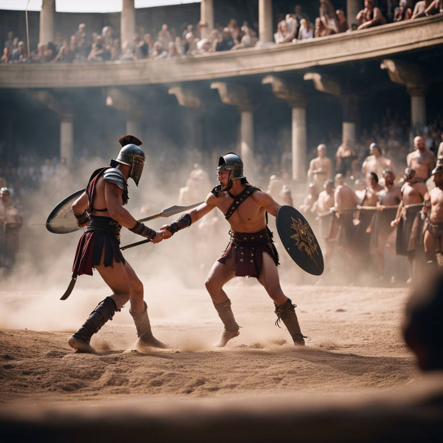 Gladiators fighting in a small, regional arena by Hal1254 on DeviantArt