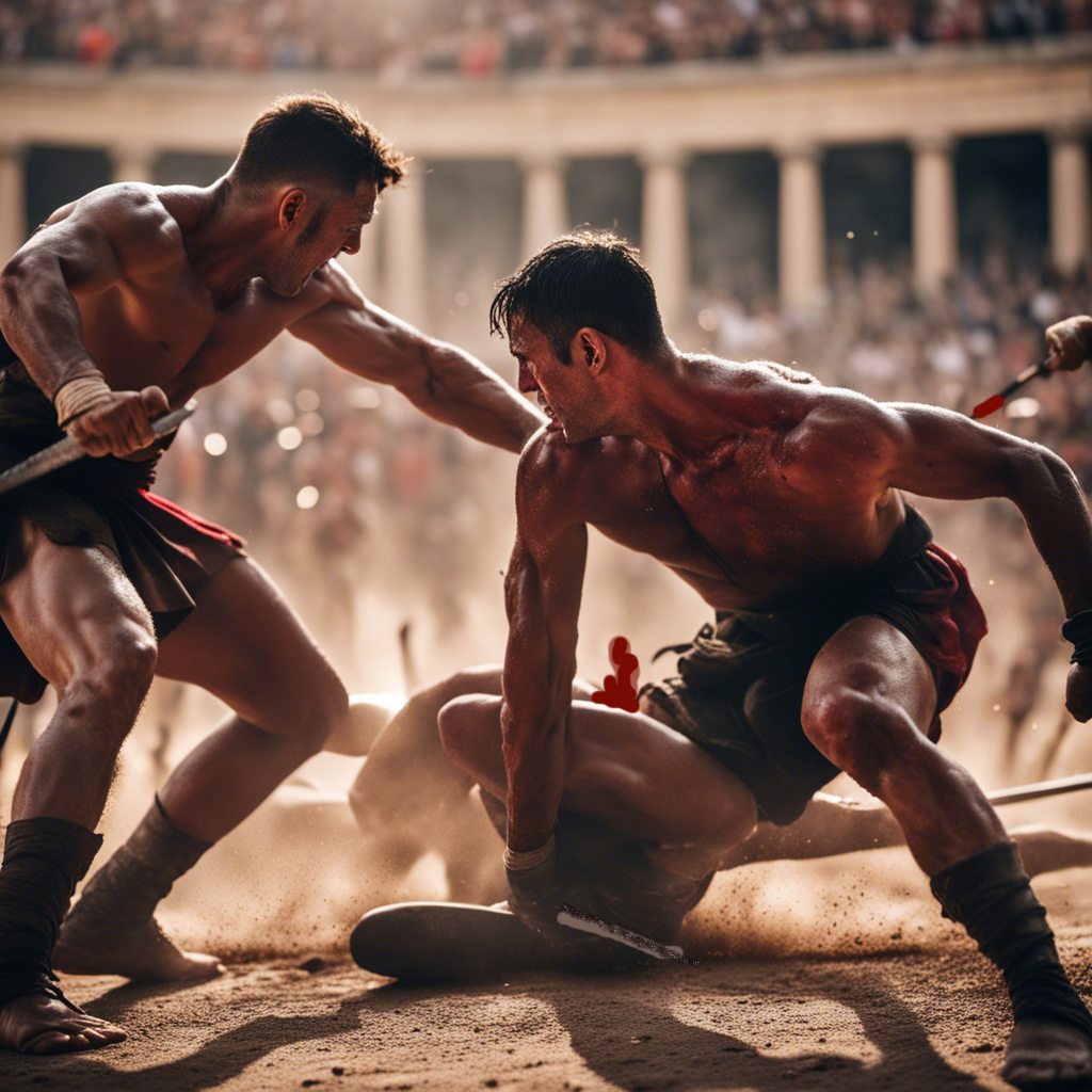 Body of defeated gladiator falls near their fight by Hal1254 on DeviantArt