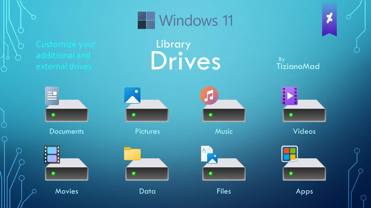 Windows 11 Library Drives - Ready use HD icon set by TizianoMad on ...
