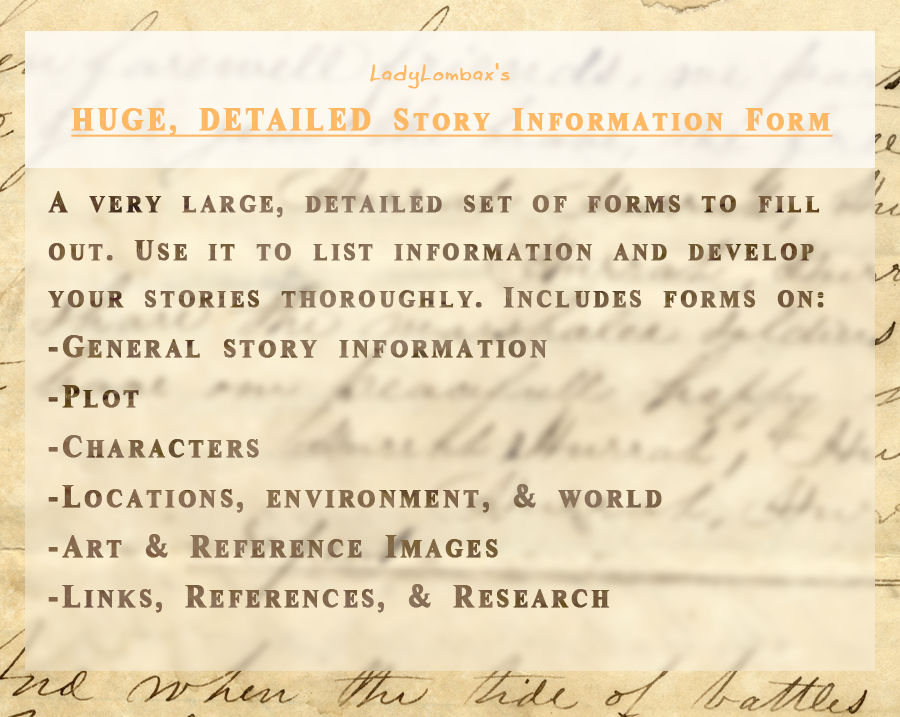 HUGE, DETAILED Story Information Form Bundle by LadyLombax on DeviantArt