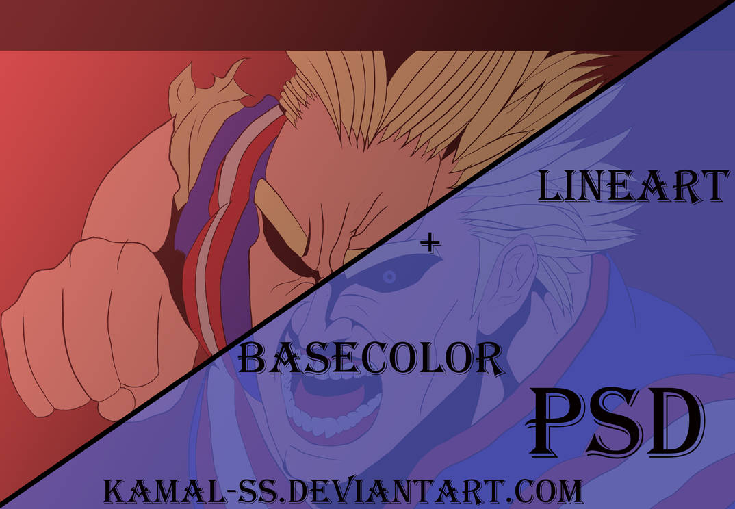 All might lineart+ basecolored by Kamal-SS by K-dertoki on DeviantArt