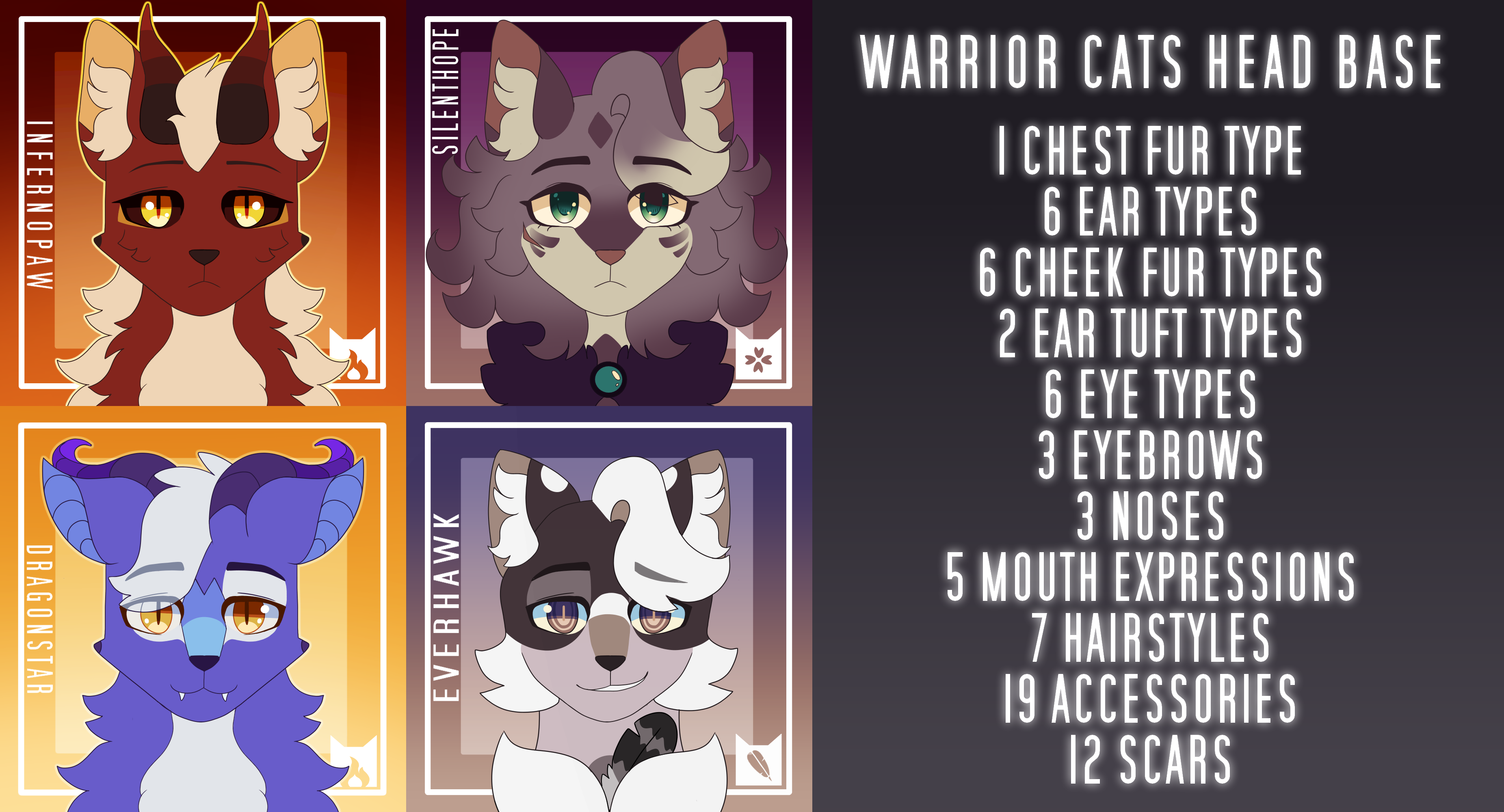 [F2U] Customizable Warrior Cats Head Base by Fernaldo01 on DeviantArt