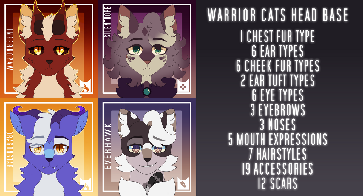 [F2U] Customizable Warrior Cats Head Base by Fernaldo01 on DeviantArt