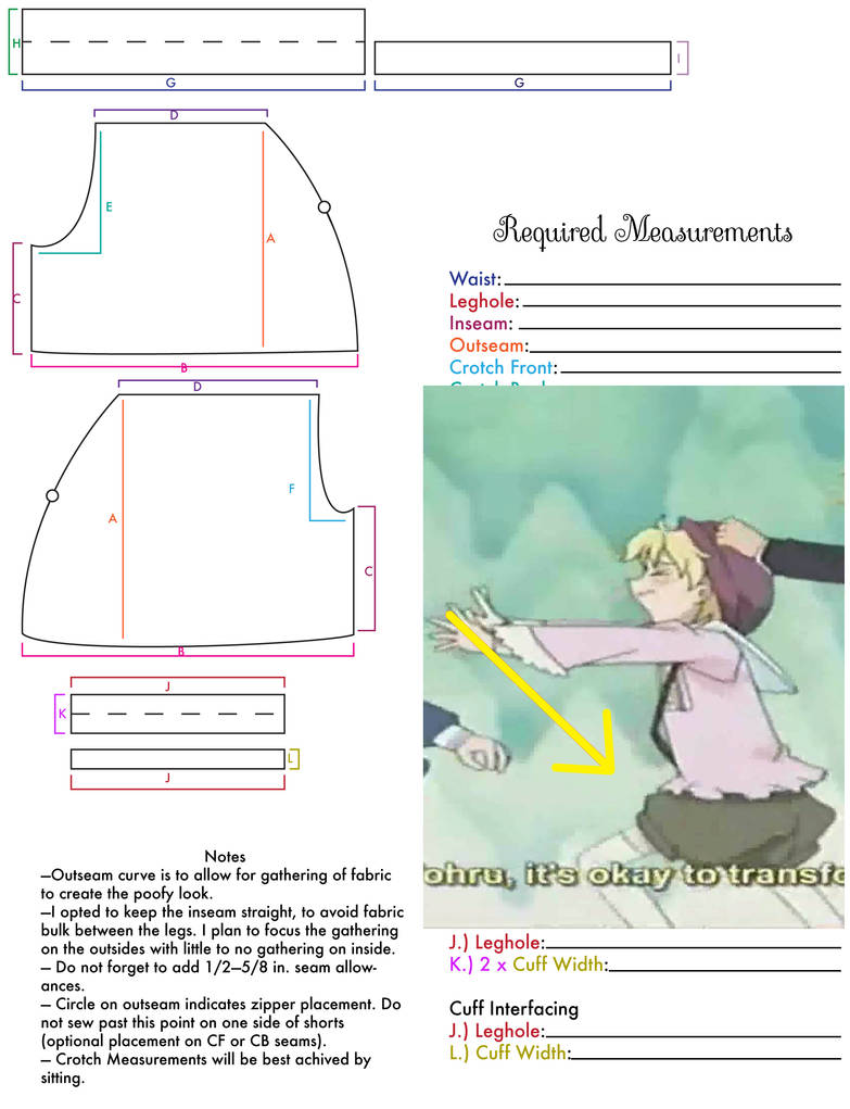 Poofy Shorts Pattern Template by YumeLifeCosplay on DeviantArt