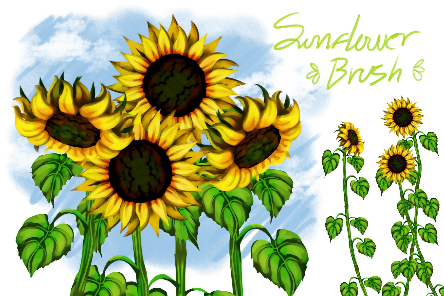 Sunflower n Stem Brushpack - Firealpaca Medibang by Pespillo on DeviantArt