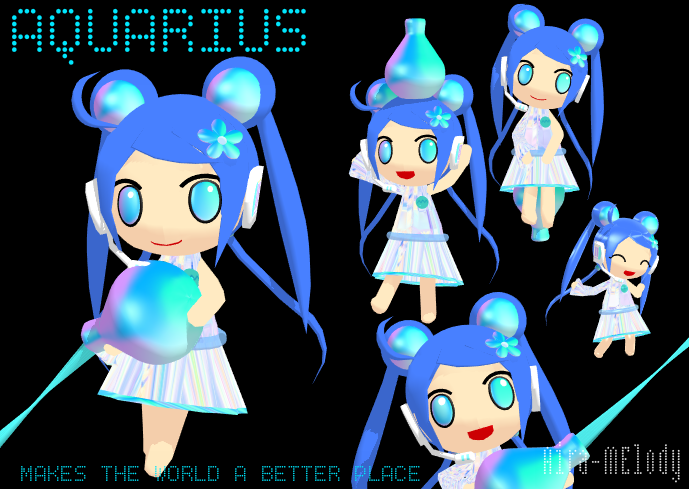 MMDZodiac - Chibi Aquarius Miku + Download by Aira-Melody on DeviantArt