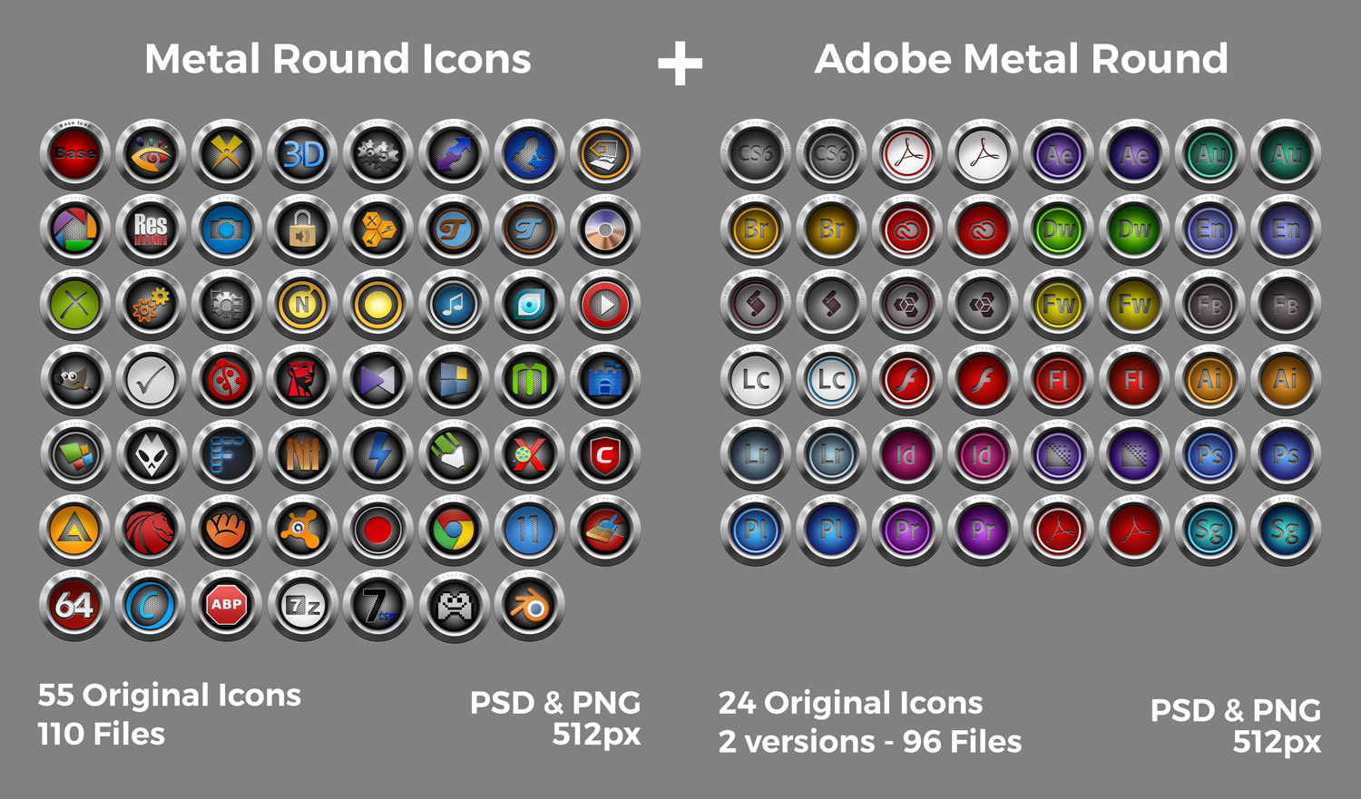 Metal Round Icons + Adobe Metal Round by SamirPA on DeviantArt